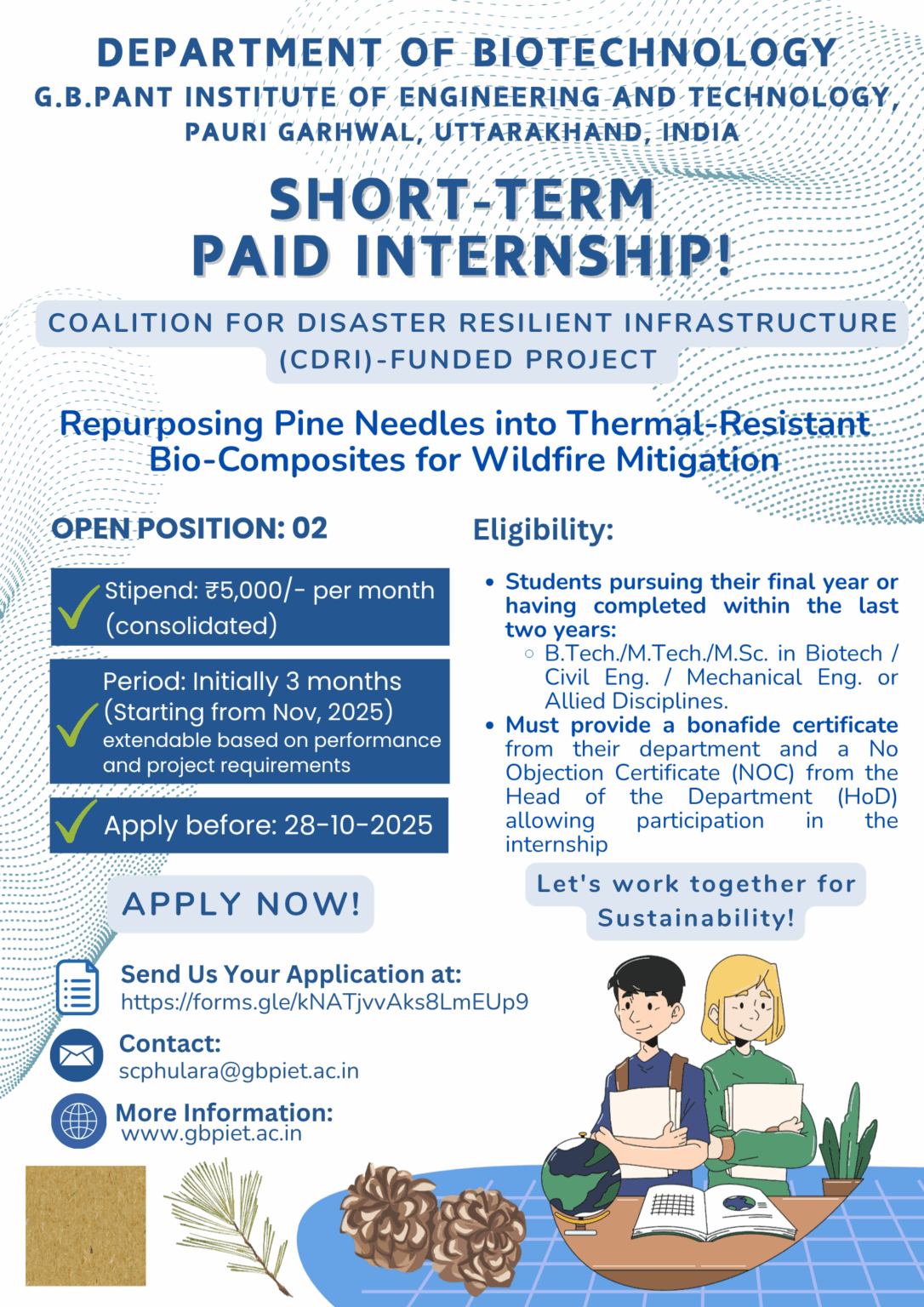 Internship positions in the Department of Biotechnology, GBPIET ...